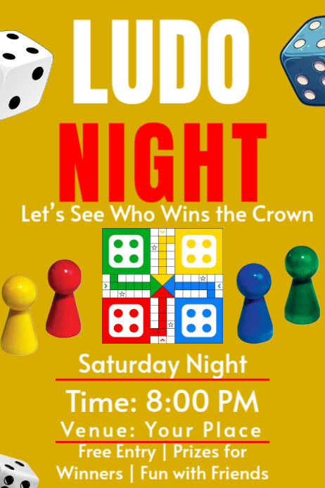 Purple Professional Ludo Night Poster Templat | PosterMyWall