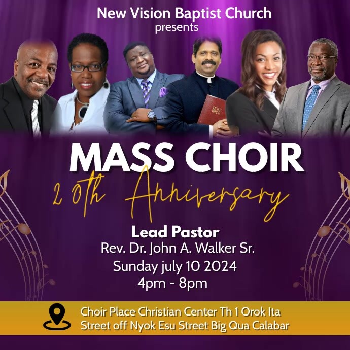 Purple Professional Mass Choir 20th Anniversa Template | PosterMyWall