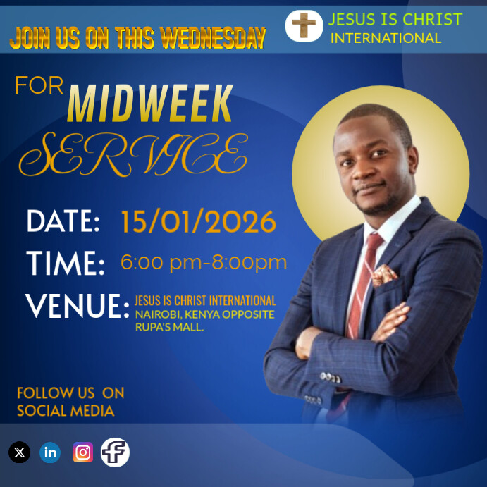 Purple Professional Midweek Church Service Instagram Post Template ...