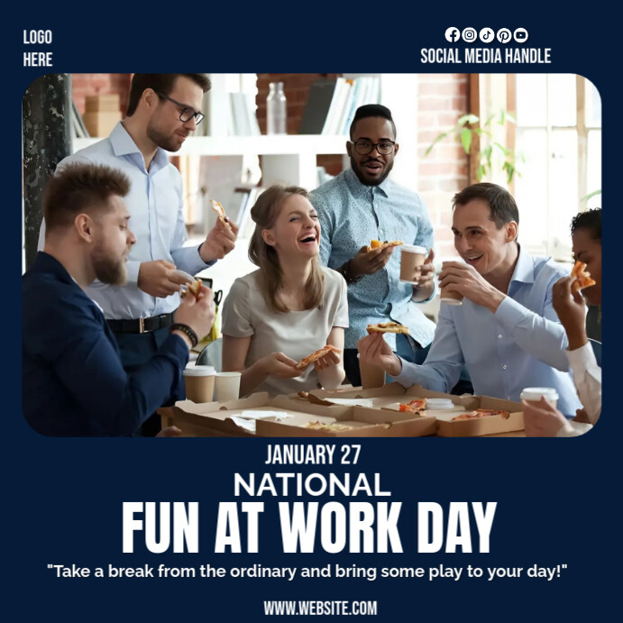 Purple Professional National Fun At Work Day Instagram Post Template ...