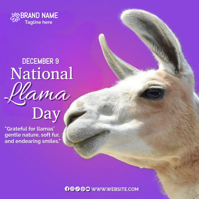 Purple Professional National Llama Day Instagram Post Template ...