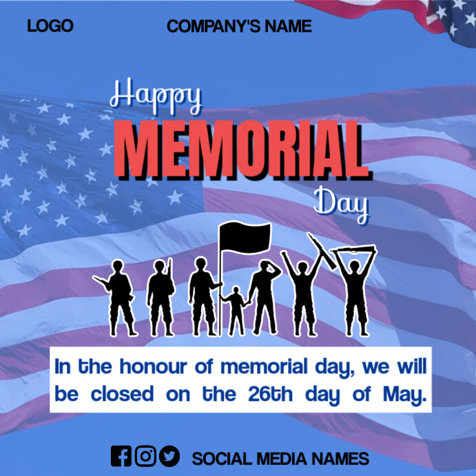Purple Professional National Memorial Day Flyer Instagram Post Templat ...