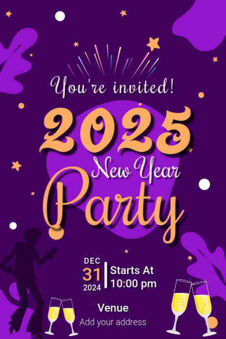 Purple Professional New Year Party Poster Template | PosterMyWall