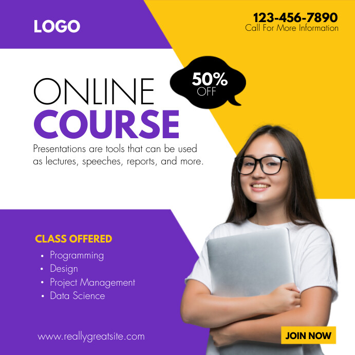 Purple Professional Online Course Facebook Po Template | PosterMyWall