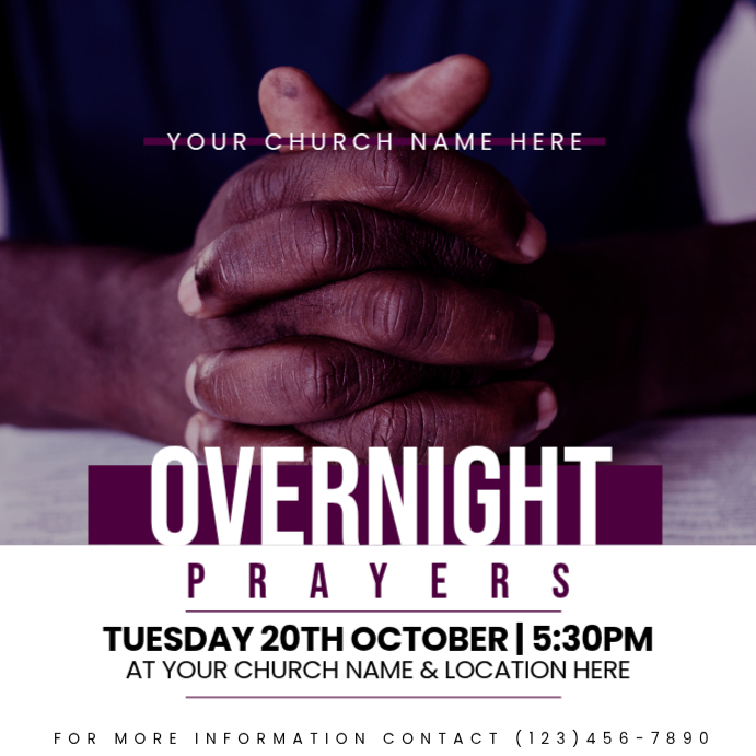 Purple Professional Overnight Prayers Instagram Post Template ...
