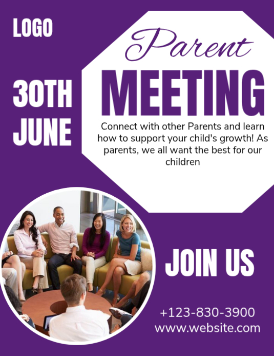 Purple Professional Parent Meeting Flyer (us Letter) Template ...