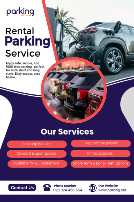 Purple Professional Parking Services Poster Template | PosterMyWall