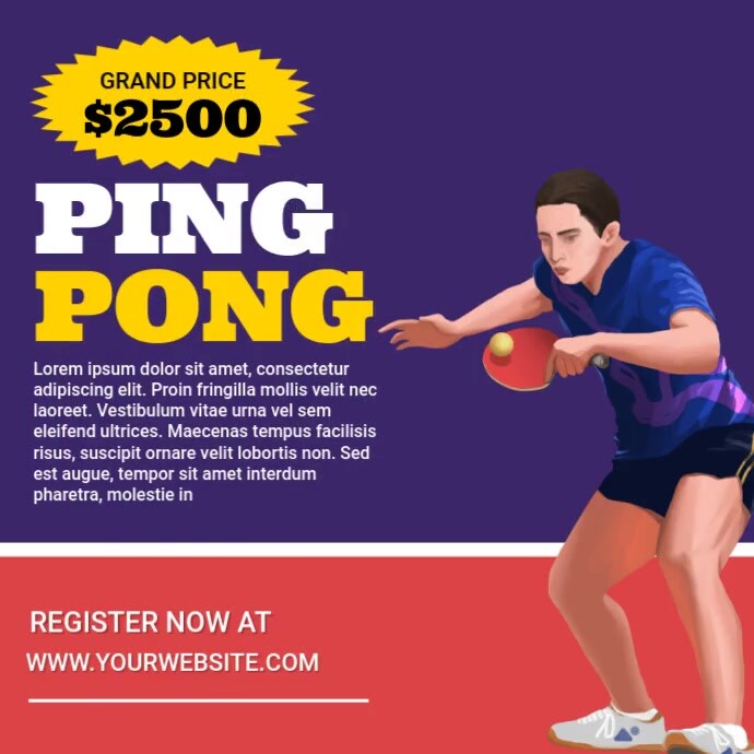 Plantilla de Purple Professional Ping Pong Instagram Post | PosterMyWall