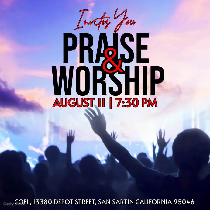 Plantilla de Purple Professional Praise & Worship Instagra | PosterMyWall