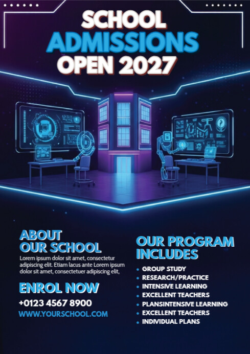 Purple Professional School Admission Flyer A4 Template | PosterMyWall