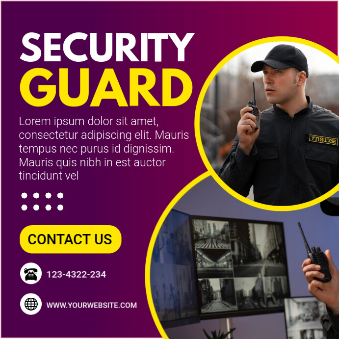 Purple Professional Security Guard Instagram Post Template | PosterMyWall