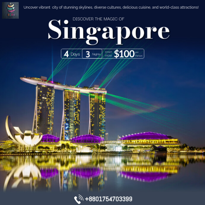 Purple Professional Singapore Tour Package Ads Design Template ...