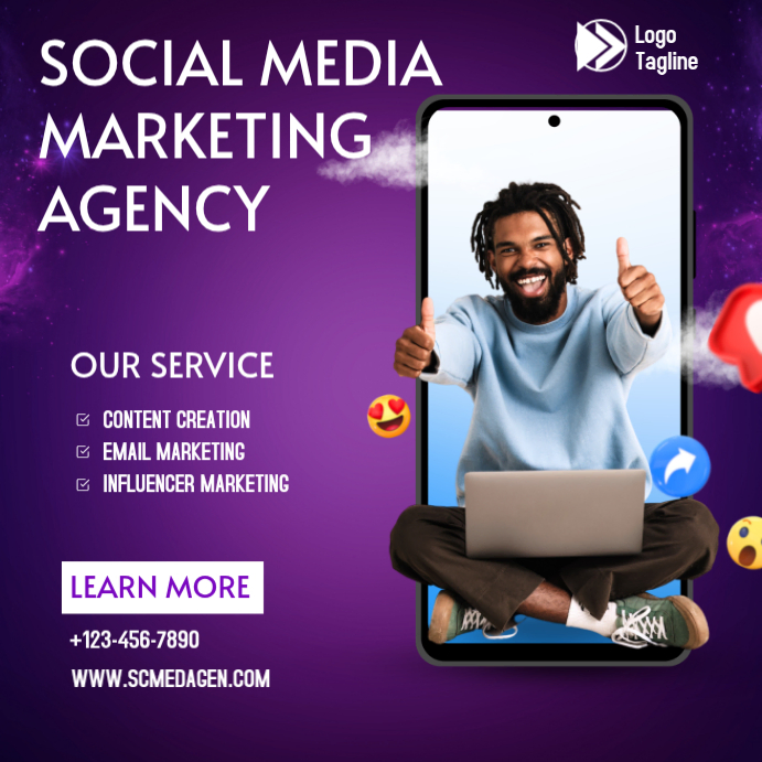 Purple Professional Social Media Marketing Agency Instagram Post ...