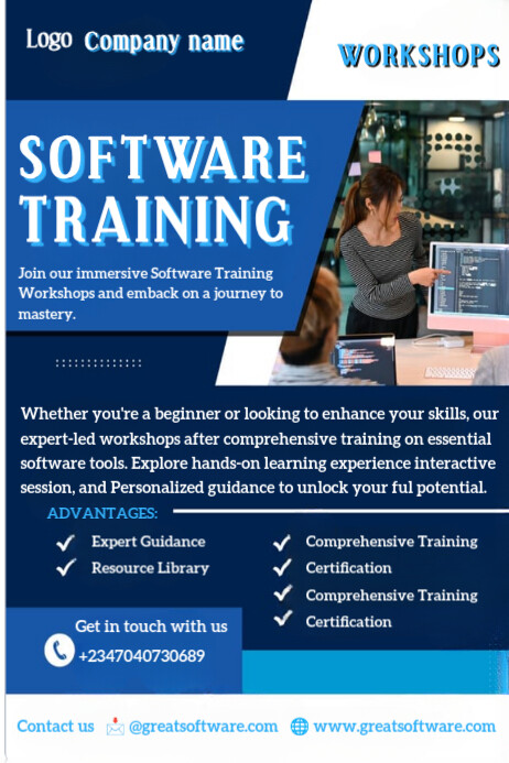 Purple Professional Software Workshops Flyer Poster Templat | PosterMyWall