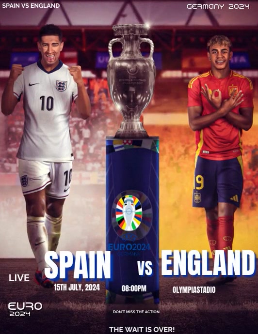 Purple Professional Spain Vs England Euro 202 Template | PosterMyWall