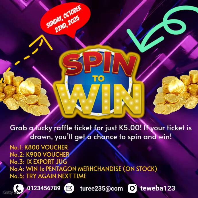 Purple Professional Spin To Win Flyers Instagram Post Template ...