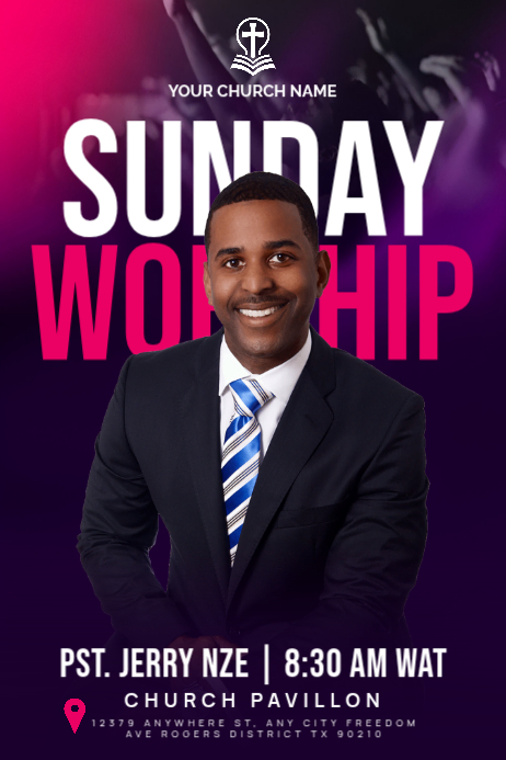Sunday Worship Service Posters Template | PosterMyWall