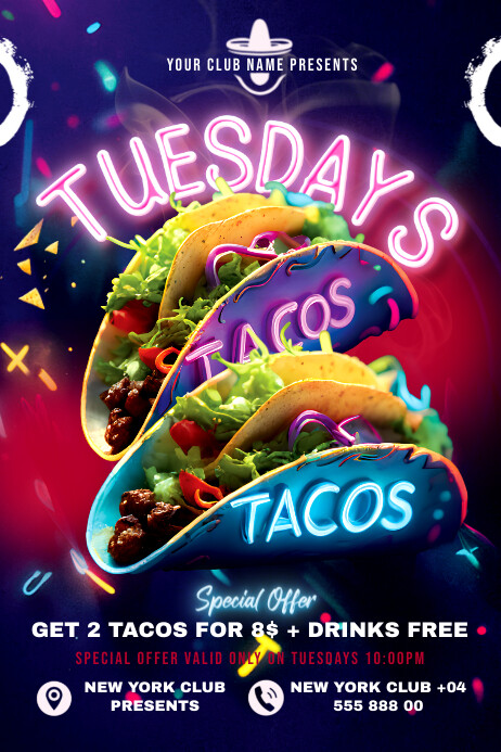Purple Professional Tacos Poster Template | PosterMyWall