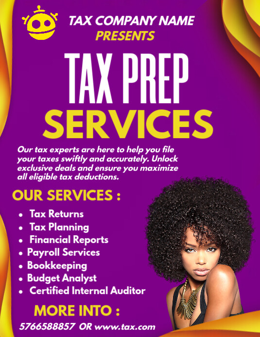 Copy of Purple Professional Tax Flyer Flyer (us Letter) | PosterMyWall