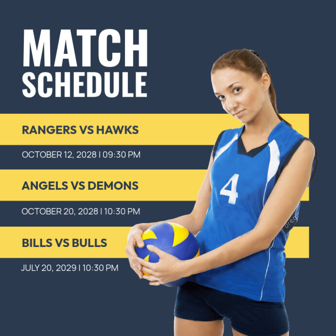 Copy of Purple Professional Volleyball Match Schedule Instagram Post ...