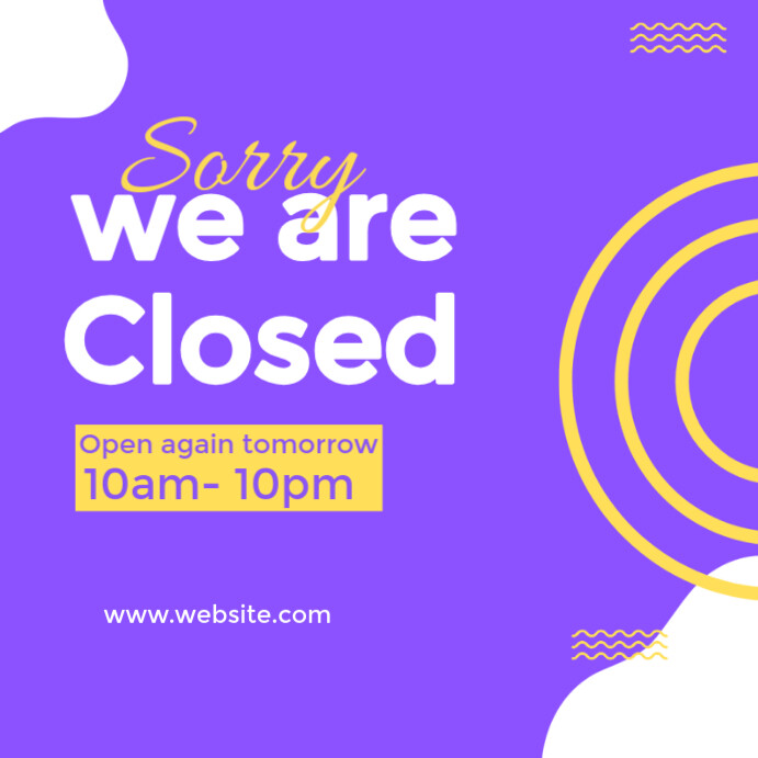 Purple Professional We Are Closed Instagram Post Template | PosterMyWall