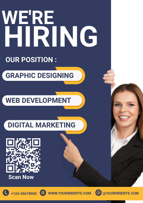 Purple Professional We Are Hiring A4 เทมเพลต | PosterMyWall