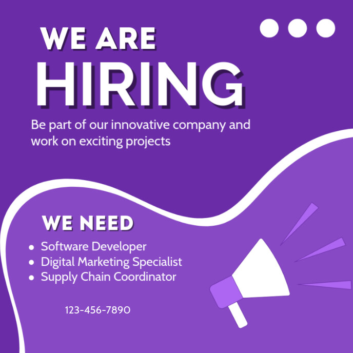 Purple Professional We Are Hiring Job Opportunity Design Album Cover ...