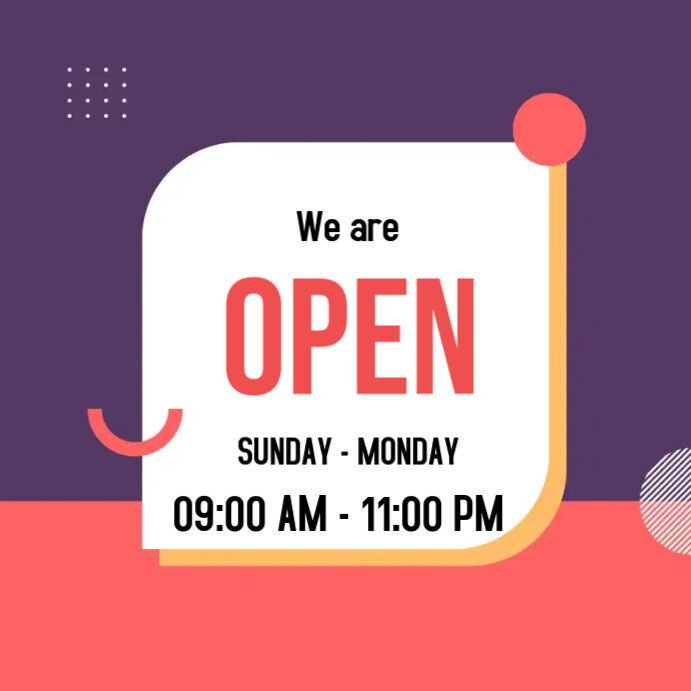 Purple Professional We Are Open 24 Hours Instagram Post Template ...