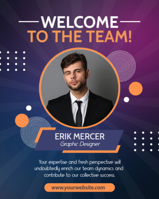 Purple Professional Welcome To The Team Instagram Portrait Template ...