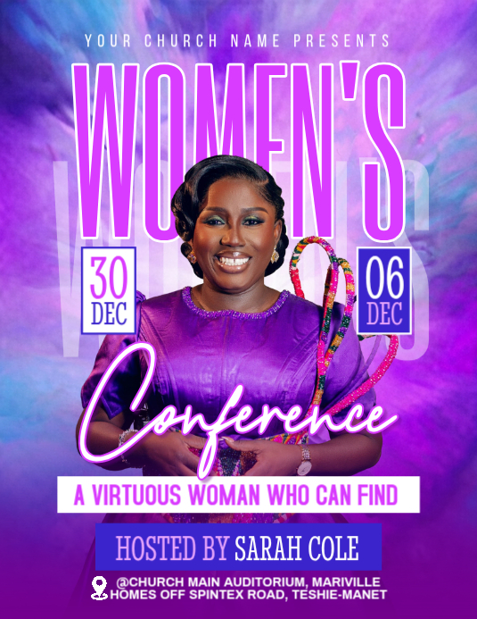 Purple Professional Women's Conference Flyer Template | PosterMyWall