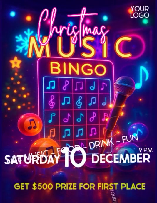 Copy of Purple Professionale Music Bingo Night Volantino (us Letter ...