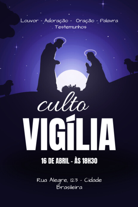 Purple Profissional Culto Vigília Cartaz Template | PosterMyWall