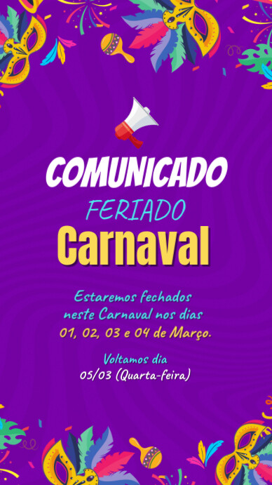 Plantilla de Purple Profissional Feriado De Carnaval História Do ...