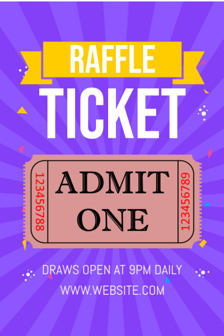 Purple Raffle Ticket Poster Template | PosterMyWall