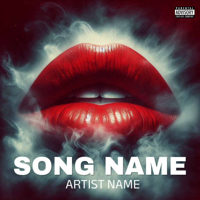 Purple Red Love Lips Song Mixtape Album Cover Art Album Cover Template ...