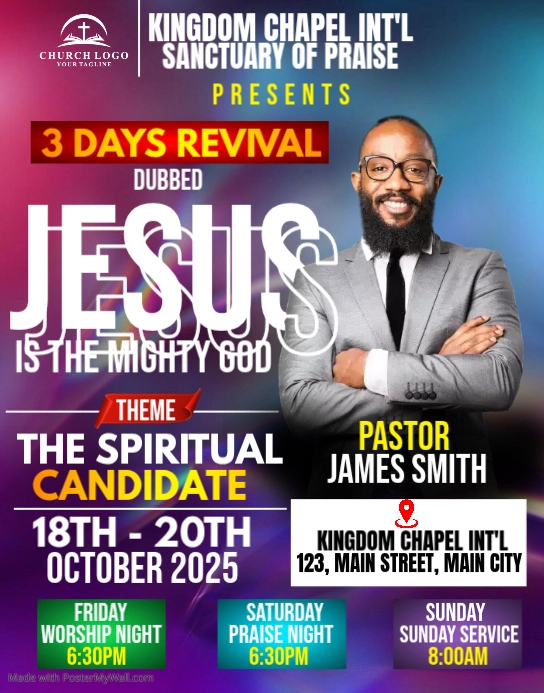 Purple Religious Revival Event Poster/Wallboard Template | PosterMyWall
