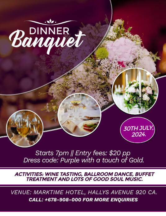PURPLE ROYAL BANQUET INVITATION TEMPLATE | PosterMyWall