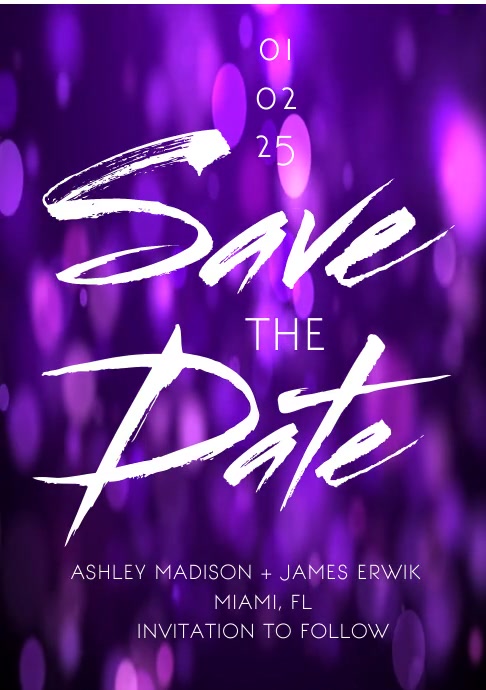 Copy of Purple Save the Dates Invitations | PosterMyWall