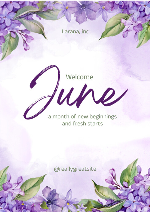 Modèle Purple Simple Welcome June Simple Card | PosterMyWall