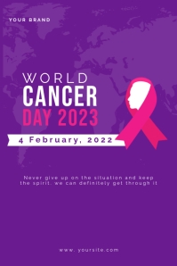 Pink purple minimalist Cancer Day Poster Template | PosterMyWall
