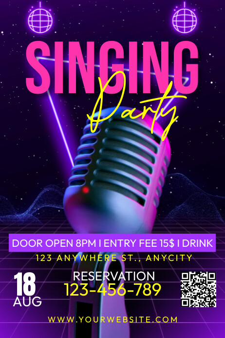 Plantilla de Purple Singing Party Poster | PosterMyWall