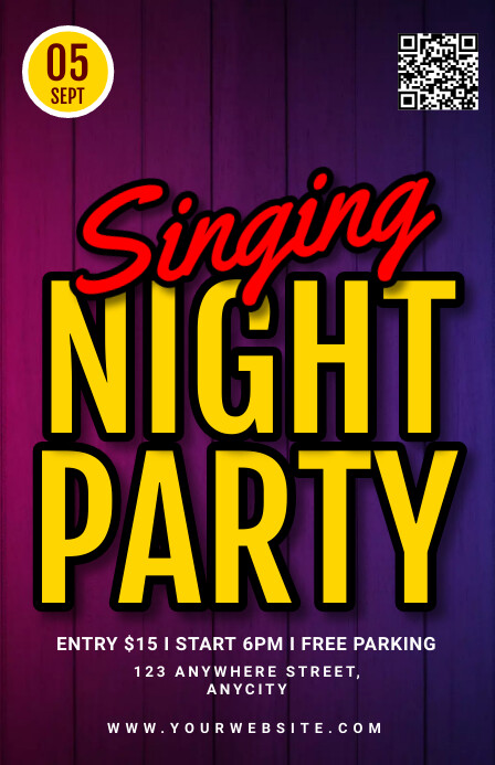 Purple Singing Party Tabloid Template | PosterMyWall