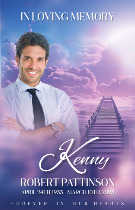 Purple sky Funeral Half Page Wide Template | PosterMyWall