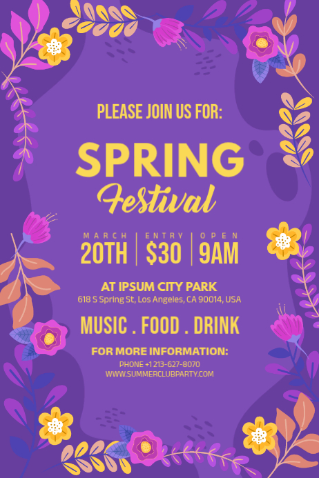 Purple Spring Festival Poster Template | PosterMyWall