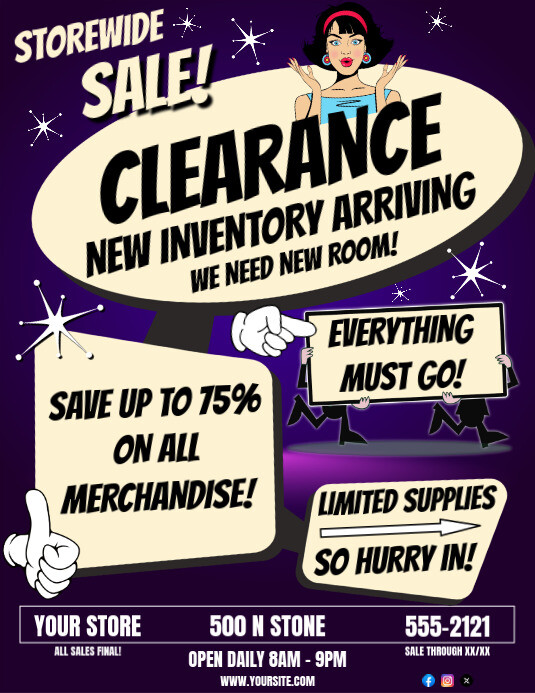 Purple Store Clearance Sale Flyer Ad Flyer US LETTER Template ...