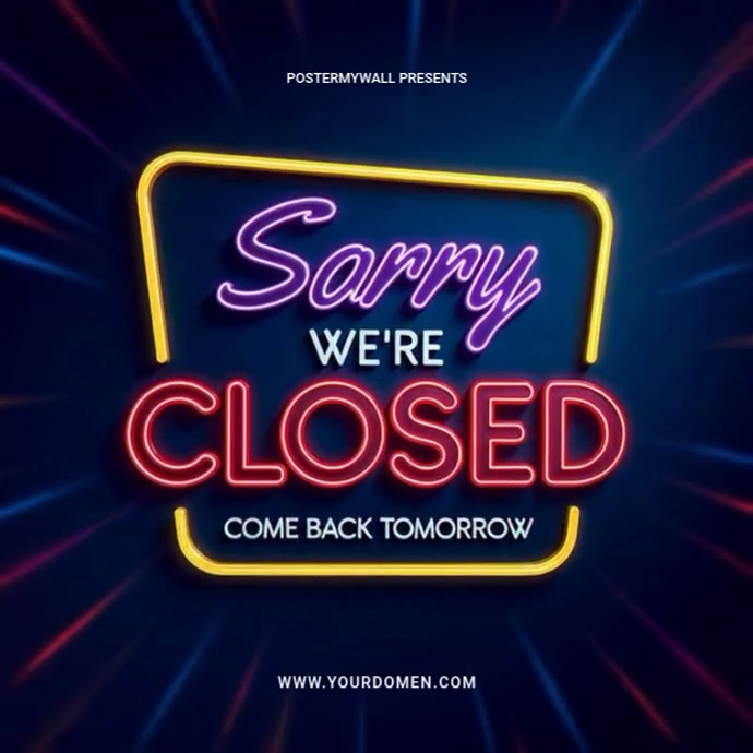 Purple Store Closure Notice Instagram Post Video Template | PosterMyWall