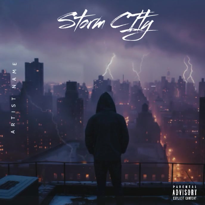 Purple Storm City Alone Mixtape Cover Album Template | PosterMyWall