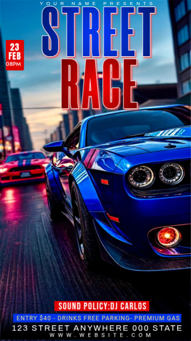 Plantilla de Purple Street Racing Event Facebook Story | PosterMyWall