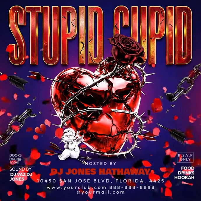 Purple Stupid Cupid Valentine Party Instagram Post Video Template ...
