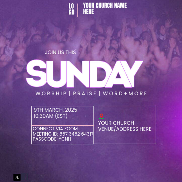 Copy of Purple Sunday Service Flyer Design Instagram Post | PosterMyWall